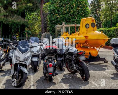 Monaco, yellow submarine in front of Oceanographic Museum, mini ...