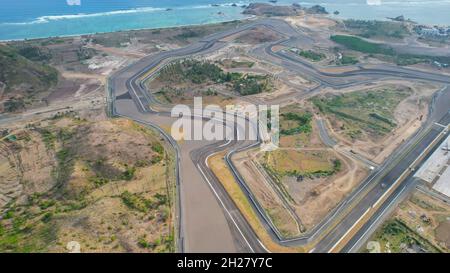 Aerial view of full track view of the mandalika circuit. The ...