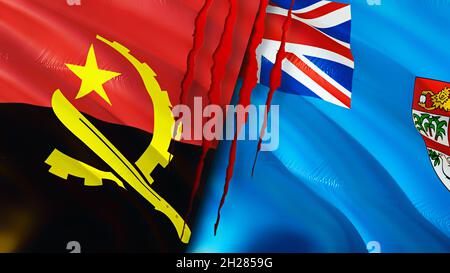 Fiji and Angola flags. 3D Waving flag design. Fiji Angola flag, picture ...