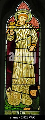 Fides, Faith, stained glass window by Burne-Jones, 1865, detail from ...