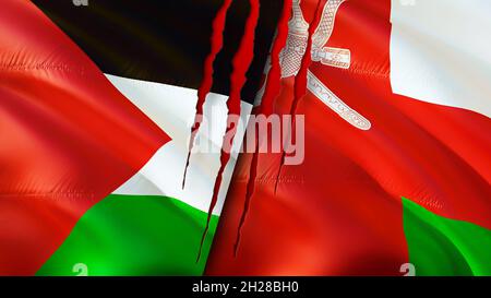 Oman and Palestine flags. 3D Waving flag design. Palestine Oman flag ...