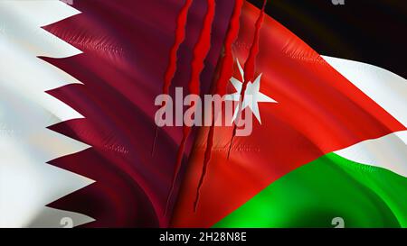 Jordan and Qatar flags. 3D Waving flag design. Qatar Jordan flag ...