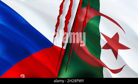 Czech and Algeria flags. 3D Waving flag design. Algeria Czechia flag ...