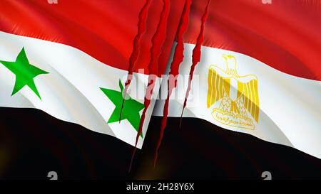 Syria and Egypt flags. 3D Waving flag design. Egypt Syria flag, picture ...