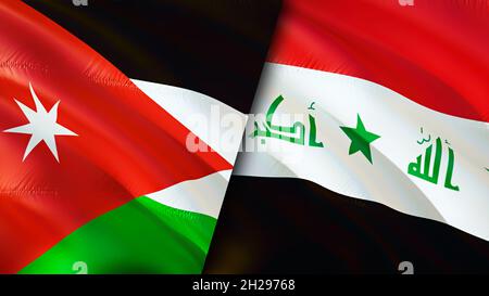 Iraq and Jordan flags. 3D Waving flag design. Jordan Iraq flag, picture ...