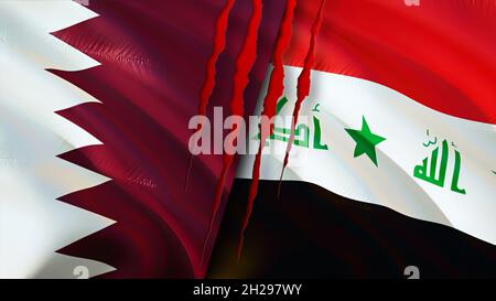 Qatar Flag with Iraq Flag, 3D rendering with blue sky Stock Photo - Alamy