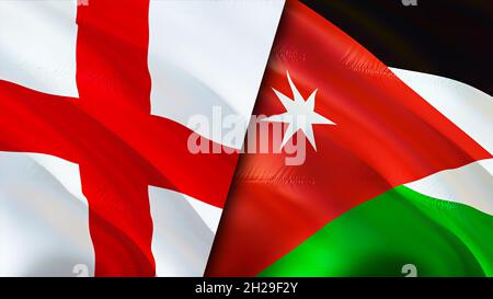 Jordan and England flags. 3D Waving flag design. England Jordan flag ...
