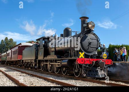Engine RX 224, a 1915 built steam locomotive, prepares to connect to ...