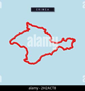 Crimea bold outline map. Glossy red border with soft shadow. Country ...