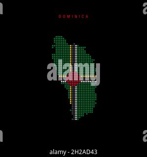 Square dots pattern map of Dominica. Dominica dotted pixel map with ...