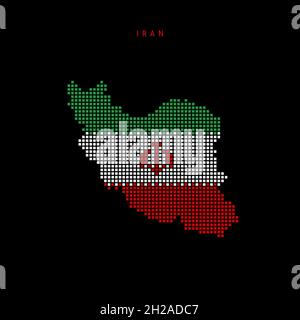 Square dots pattern map of Iran. Iranian dotted pixel map with national ...