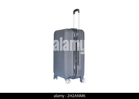 Beautiful gray color travel luggage front view and side view isolated ...