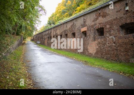 Fort, a fortification at the Citadel of Poznan, autumn scenery Stock ...