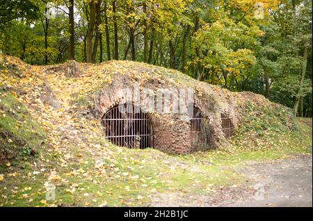 Fort, a fortification at the Citadel of Poznan, autumn scenery Stock ...