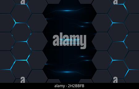 An electric hexagon background concept with lightning jumping across ...