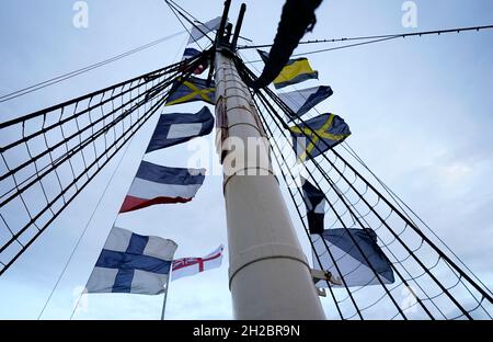 Signal flags forming part of the message issued by Admiral Lord Nelson ...