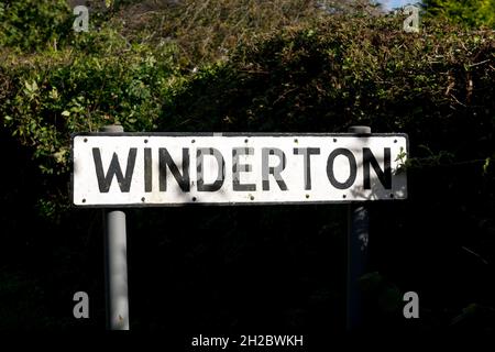 Winderton village sign, Warwickshire, England, UK Stock Photo - Alamy