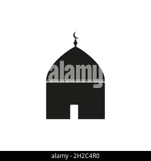 Islamic template, stencil, pattern, grey mosque, icon, isolated on ...