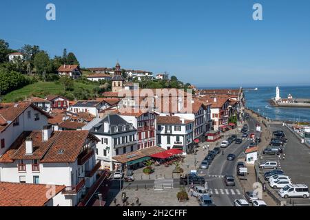 View from the Tour de Bordagain, with the old Basque fishing village ...