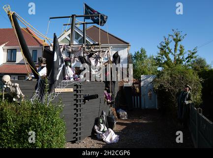 Andrew Carvel with giant pirate ship the "Elizabeth Dane" that he has ...