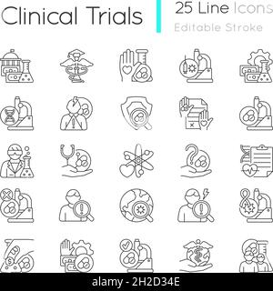 Clinical trials linear icons set for dark and light mode Stock Vector ...