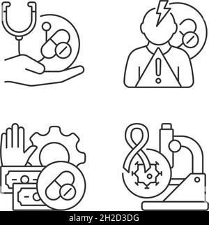 Drug-potency studies linear icons set for dark and light mode Stock ...