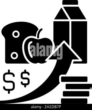 rising inflation icon, black vector sign with editable strokes, concept ...