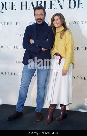 Nuria Roca (R) and Juan del Val (L) present the Cortefiel new campaign ...