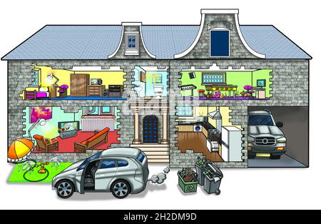 Exploded Diagram of a House Stock Photo - Alamy