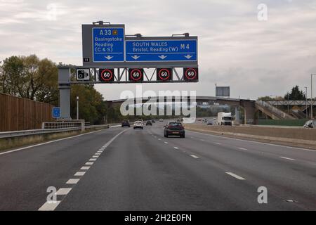 Sections of the new M4 smart Motorway around Reading in Berkshire with ...