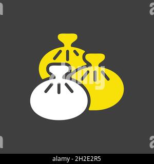 Khinkali black glyph icon. Georgian meal recipe. Chinese dumpling ...