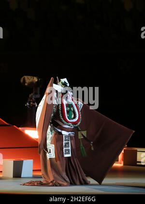 Kabuki actor Ichikawa Ebizo XI with his son throw beans during a ...