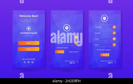 modern & creative welcome signup login screen template Stock Vector ...