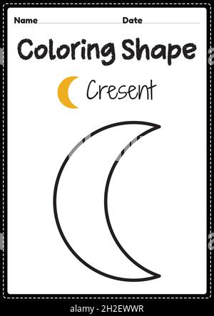 Crescent coloring page for preschool, kindergarten & Montessori kids to ...
