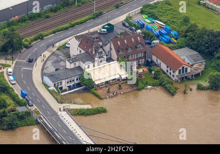 Luftbild, Ruhrhochwasser, Hochwasser Aerial view, Ruhr flood, flood ...