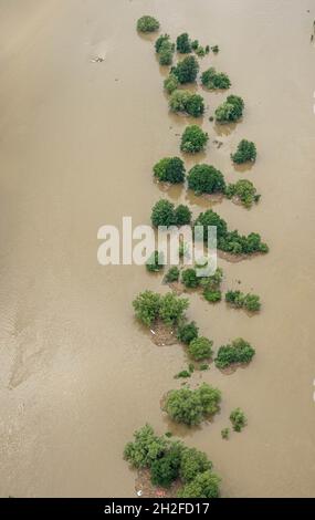 Aerial view, Ruhr floodwater,Ruhr between Wetter and Witten, flooding ...