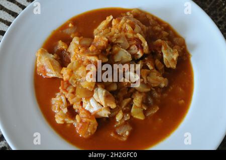 Kastrup/Copenhagen/Denmark./15 October 2021/Code fish dish cooked in ...