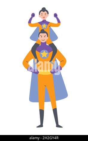 Funny cartoon man dressed as a superhero holding toothbrush. Vector ...
