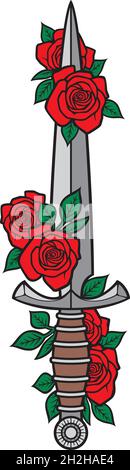 Sword and Rose Stock Vector Image & Art - Alamy