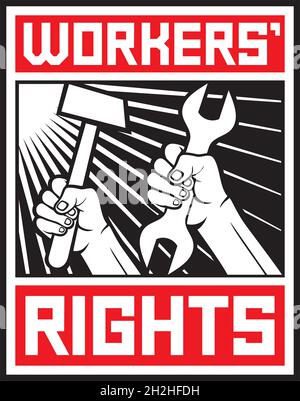 Workers rights poster - fist hit of the table (design for labor day ...
