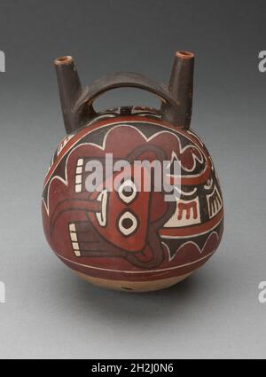 Double-Spouted Vessel Depicting Masked Felines, 180 B.C./A.D. 500 Stock ...