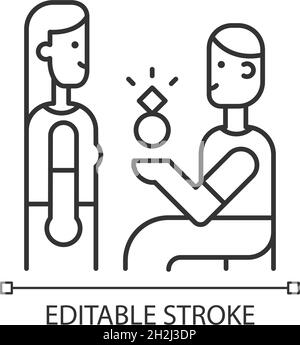 pictogram man making marriage proposal to a woman over white background ...