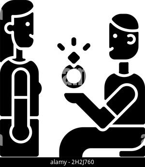 pictogram man making marriage proposal to a woman over white background ...