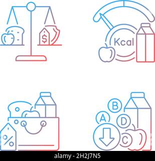 Nutrient intake linear icons set. Macronutrients, Micronutrients ...