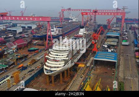 SHANGHAI, China - Photo shows a shipbuilding yard on Shanghai's ...