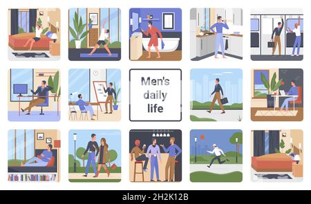 business man exercise work daily routine vector illustration Stock ...