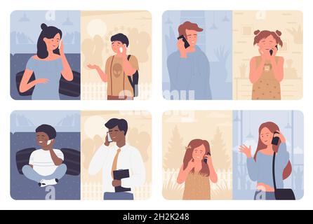 Family call and care, mother talking to teenage son on phone, family ...