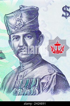 Closeup of Sultan Hassan al-Bolkiah, portrait from Brunei new one ...