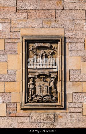 Leith coat of arms: Persevere ship, Virgin Mary and infant Jesus on ...