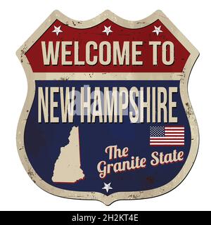 Vector illustration of the Welcome to New Hampshire road sign with the ...